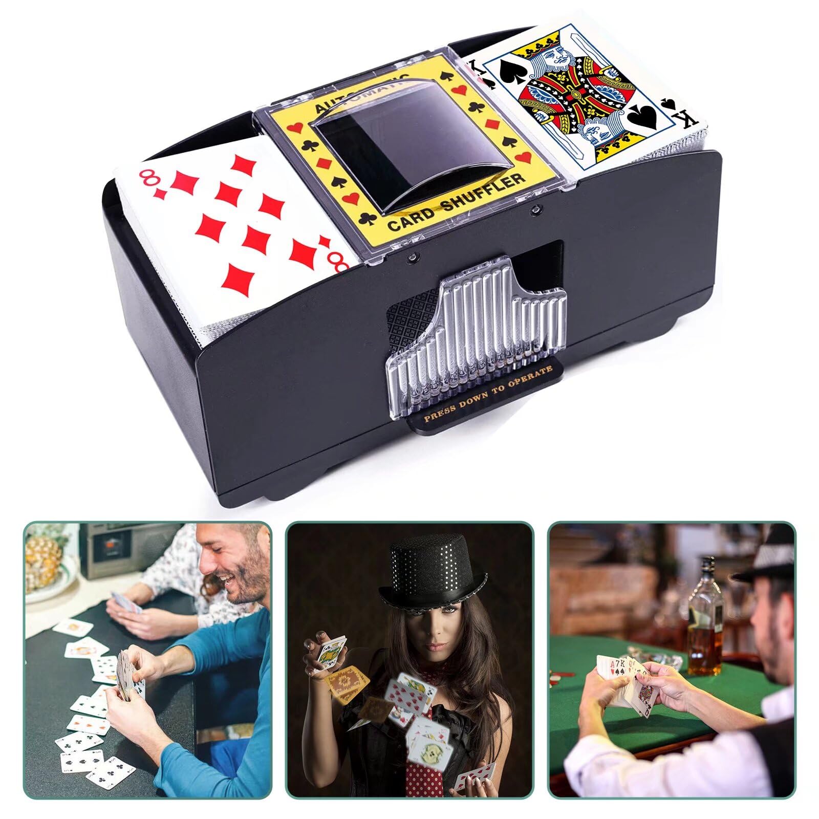 Rareidel Automatic Card Shuffler 2 Deck, Battery Operated Card Dealer Machine, Electric Casino Card Shuffler for UNO, Blackjack, Texas Hold'em, Home Card Games