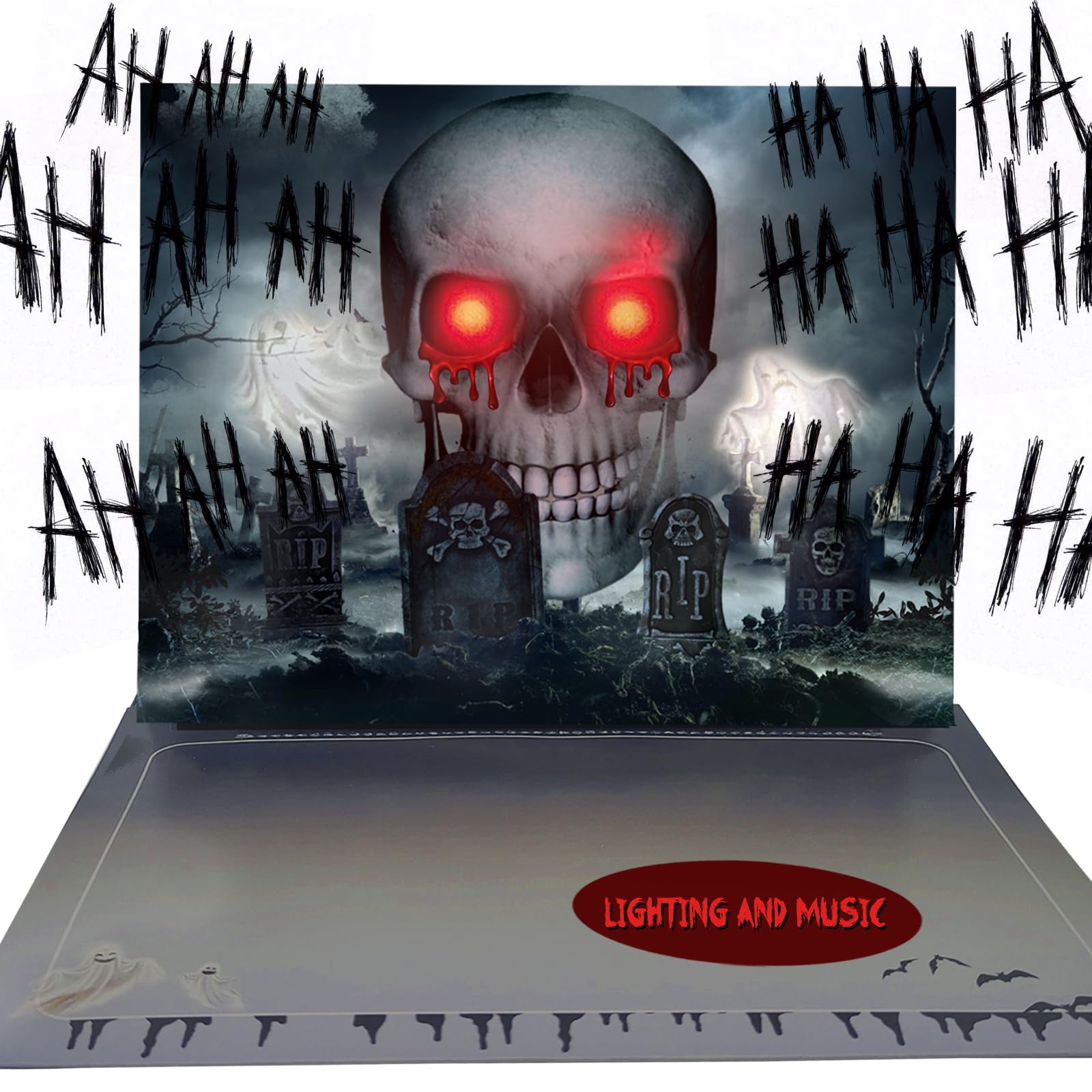 DTESL 3D Greeting Pop Up Halloween Card with light and music, For Kids, Friend, Boyfriend, Girlfriend, Husband, Him, Women - Skull, Trick Or Treat, Ghost, Pumpkin Envelope