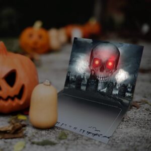 DTESL 3D Greeting Pop Up Halloween Card with light and music, For Kids, Friend, Boyfriend, Girlfriend, Husband, Him, Women - Skull, Trick Or Treat, Ghost, Pumpkin Envelope