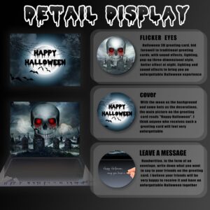 DTESL 3D Greeting Pop Up Halloween Card with light and music, For Kids, Friend, Boyfriend, Girlfriend, Husband, Him, Women - Skull, Trick Or Treat, Ghost, Pumpkin Envelope