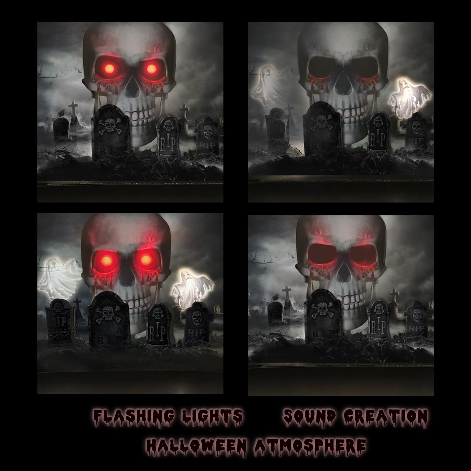 DTESL 3D Greeting Pop Up Halloween Card with light and music, For Kids, Friend, Boyfriend, Girlfriend, Husband, Him, Women - Skull, Trick Or Treat, Ghost, Pumpkin Envelope