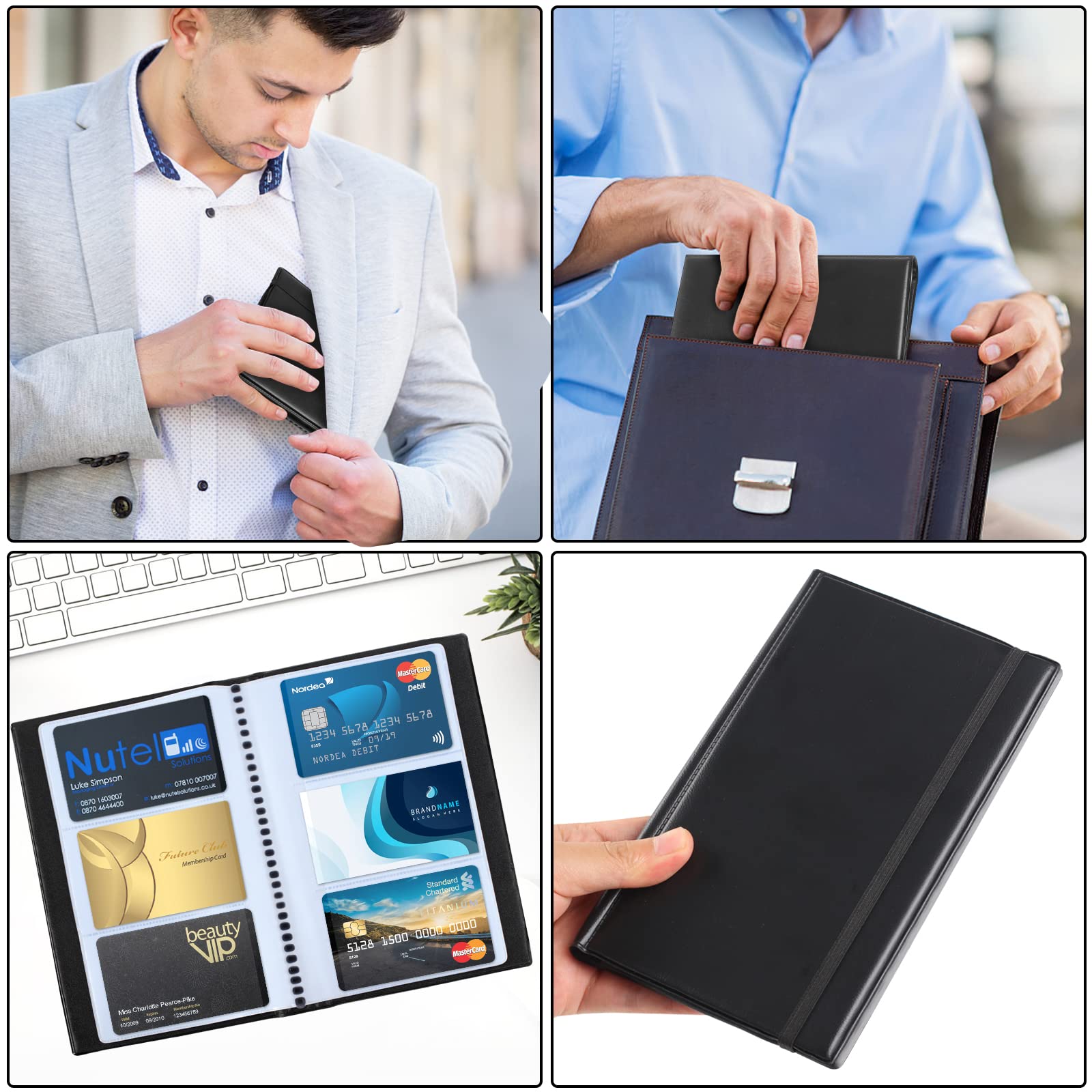 Utron 2 Pack Business Card Organizer, 180 Cards Business Cards Holder, Business Card Book, Credit Card Organizer for Men & Women