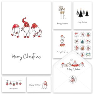 christmas cards - pack of 24, 6 assorted designs merry christmas cards with envelopes - bulk greeting and new years cards - perfect to send warm holiday wishes to friends and family - 4" x 6"