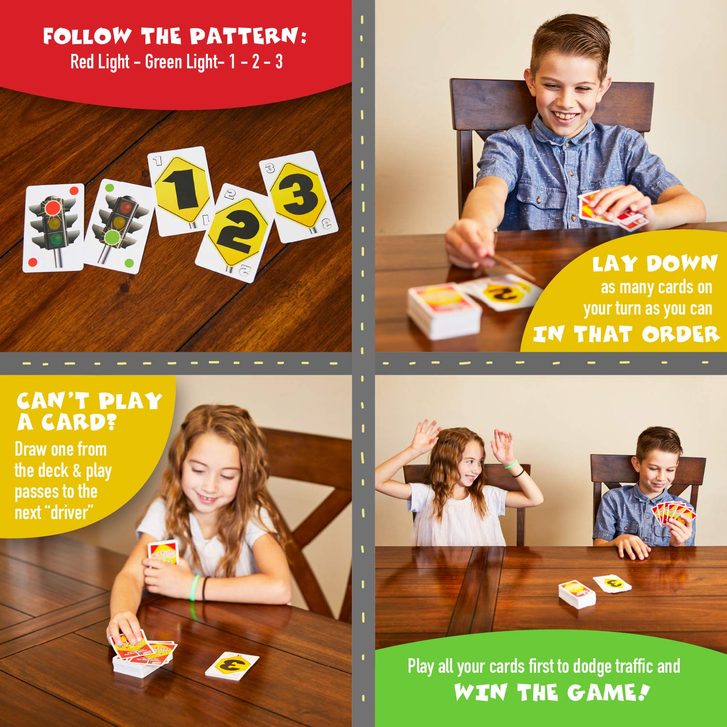 Red Light, Green Light, 1-2-3 - Card Game for Ages 5 and Up