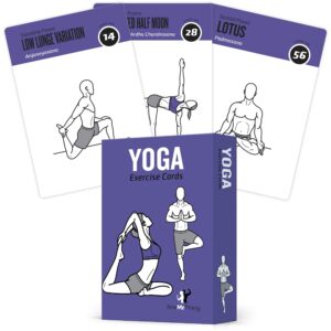 newme fitness yoga pose workout cards, instructional fitness deck for women & men, beginner fitness guide to training exercises at home or gym