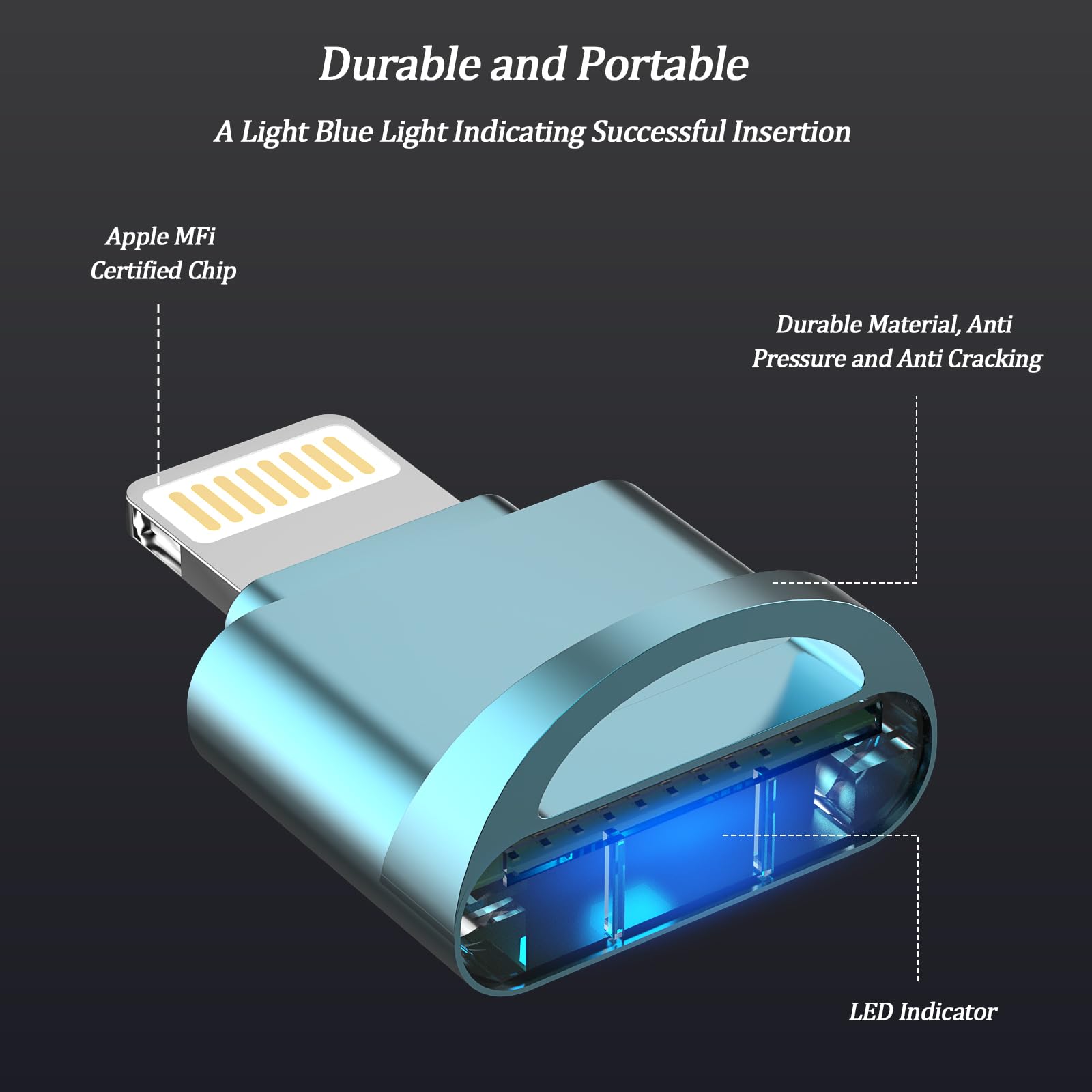 DESOFICON Micro SD Card Reader for iPhone,Lightning to Micro SD/TF Adapter,[Apple MFi Certified] Memory Card Reader for iPhone & iPad,Supports iOS 13 & exFAT/FAT32,for iPhone, Blue (JY-FBA-00019)