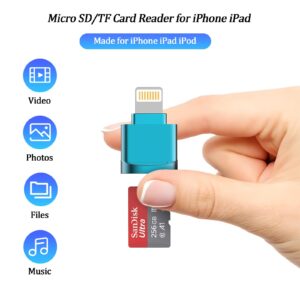 DESOFICON Micro SD Card Reader for iPhone,Lightning to Micro SD/TF Adapter,[Apple MFi Certified] Memory Card Reader for iPhone & iPad,Supports iOS 13 & exFAT/FAT32,for iPhone, Blue (JY-FBA-00019)