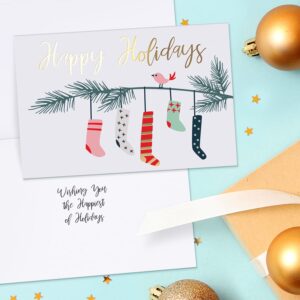 Sweetzer & Orange Christmas Cards Set - 24 Gold Foil Holiday Cards with Red Envelopes – 6 Assorted Designs Boxed for Easy Storage - Bulk Greeting and New Years Cards - 4x6