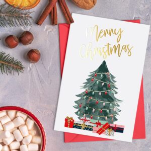 Sweetzer & Orange Christmas Cards Set - 24 Gold Foil Holiday Cards with Red Envelopes – 6 Assorted Designs Boxed for Easy Storage - Bulk Greeting and New Years Cards - 4x6