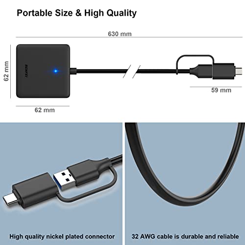 Memory Card Reader, BENFEI 4in1 USB USB-C to SD Micro SD MS CF Card Reader Adapter Compatible with iPhone 15 Pro/Max, MacBook Pro/Air 2023, iPad Pro, iMac, S23, XPS 17, Surface Book 3 and More