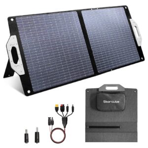 storcube 100w portable solar panel, foldable solar panel charger, adjustable kickstands, 23.5% high efficiency, ip67 waterproof for outdoor rv camping