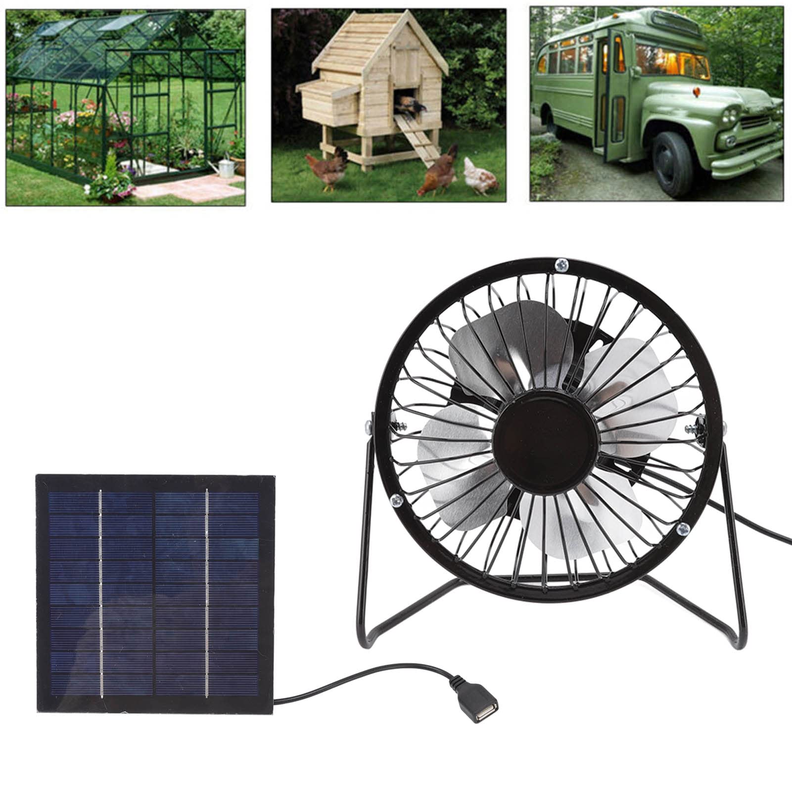 DC5V 2.5w Solar Panel Fans Kit, Portable Solar Panel Powered Cooling Fan Solar Fan for Outdoor Greenhouse Travelling RV