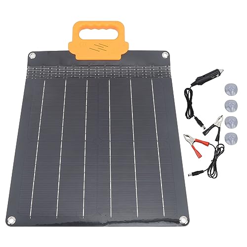 20W 18V Flexible Solar Panel, Waterproof Foldable Portable Monocrystalline Solar Panel Charger with Handle for Marine RV Cabin Van Car (Black)