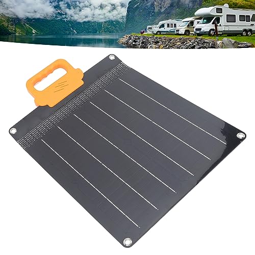 20W 18V Flexible Solar Panel, Waterproof Foldable Portable Monocrystalline Solar Panel Charger with Handle for Marine RV Cabin Van Car (Black)