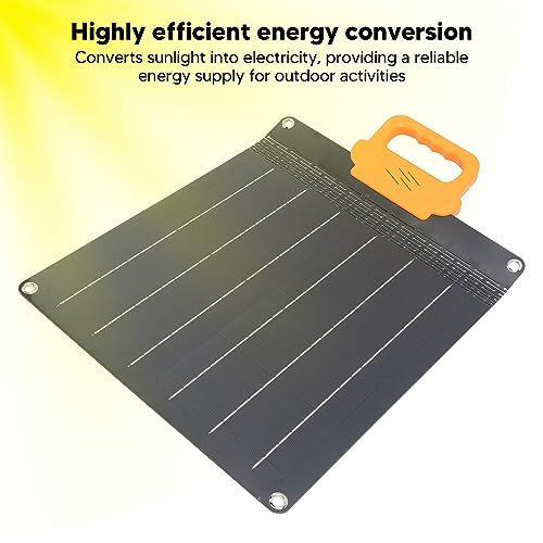 20W 18V Flexible Solar Panel, Waterproof Foldable Portable Monocrystalline Solar Panel Charger with Handle for Marine RV Cabin Van Car (Black)