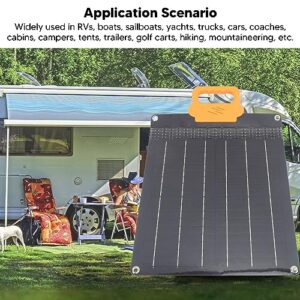 20W 18V Flexible Solar Panel, Waterproof Foldable Portable Monocrystalline Solar Panel Charger with Handle for Marine RV Cabin Van Car (Black)