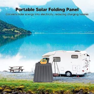 20W 18V Flexible Solar Panel, Waterproof Foldable Portable Monocrystalline Solar Panel Charger with Handle for Marine RV Cabin Van Car (Black)