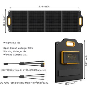 Powerness 200 Watt 18V Portable Solar Panel with 16.4 Feet/5 Meters DC Extension Cable