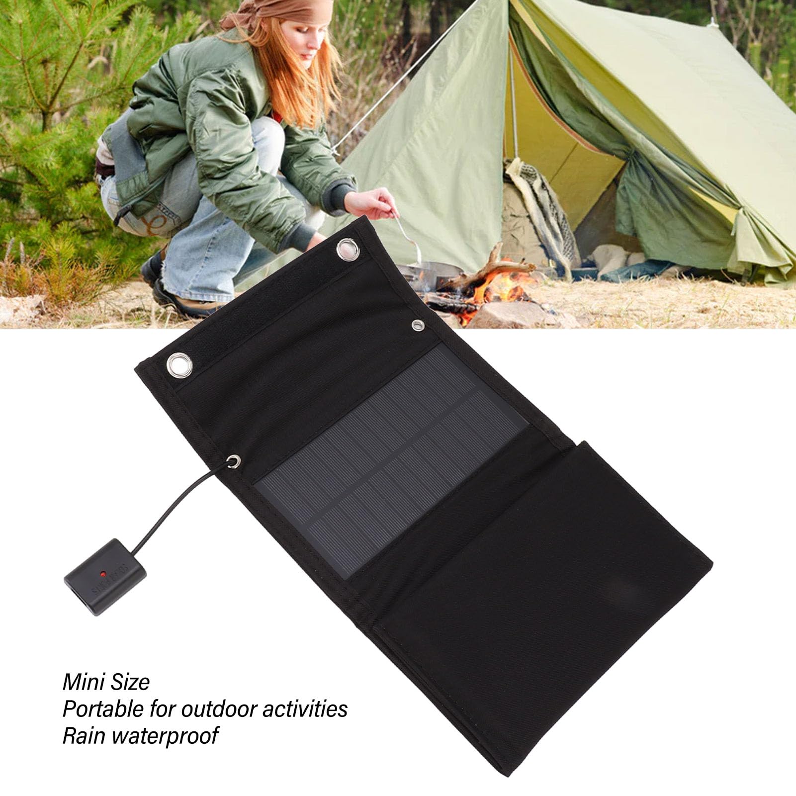 Portable Solar Panel, 10W Solar Folding Bag Charger IP65 Waterproof Monocrystalline Outdoor Solar Panel for Camping Cell Phone Tablet