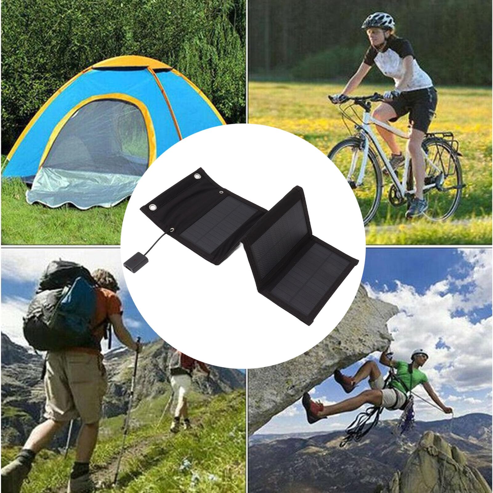 Portable Solar Panel, 10W Solar Folding Bag Charger IP65 Waterproof Monocrystalline Outdoor Solar Panel for Camping Cell Phone Tablet