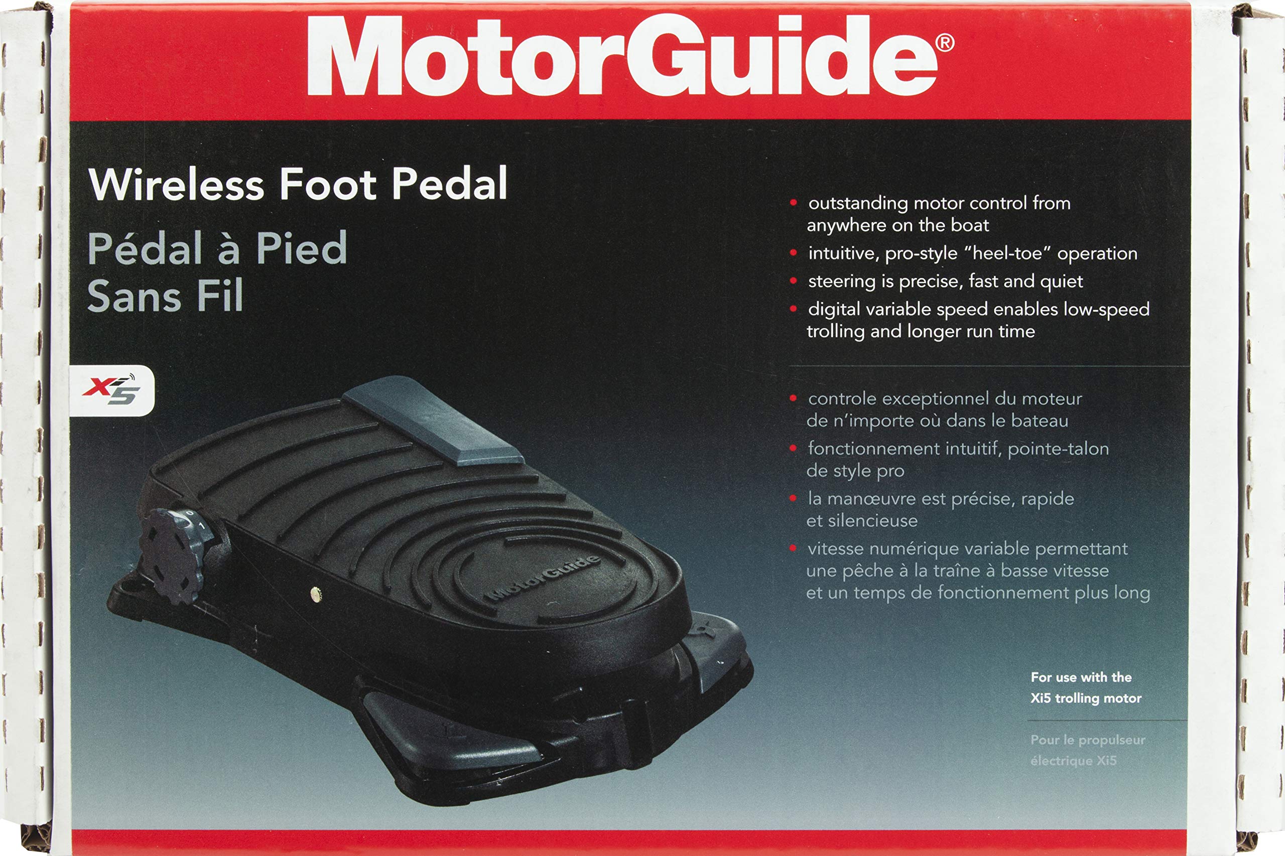 MotorGuide 8M0092069 Xi Series Wireless Foot Pedal — For Xi3 and Xi5 Series Trolling Motors — Variable Speed Control, Black