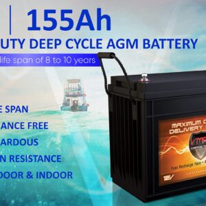 QTY3 VMAX MR147-155 12V 155AH AGM Deep Cycle Batteries for MotorGuide X5-105FW Foot Control Bow Mount 105lb 36V Trolling Motor