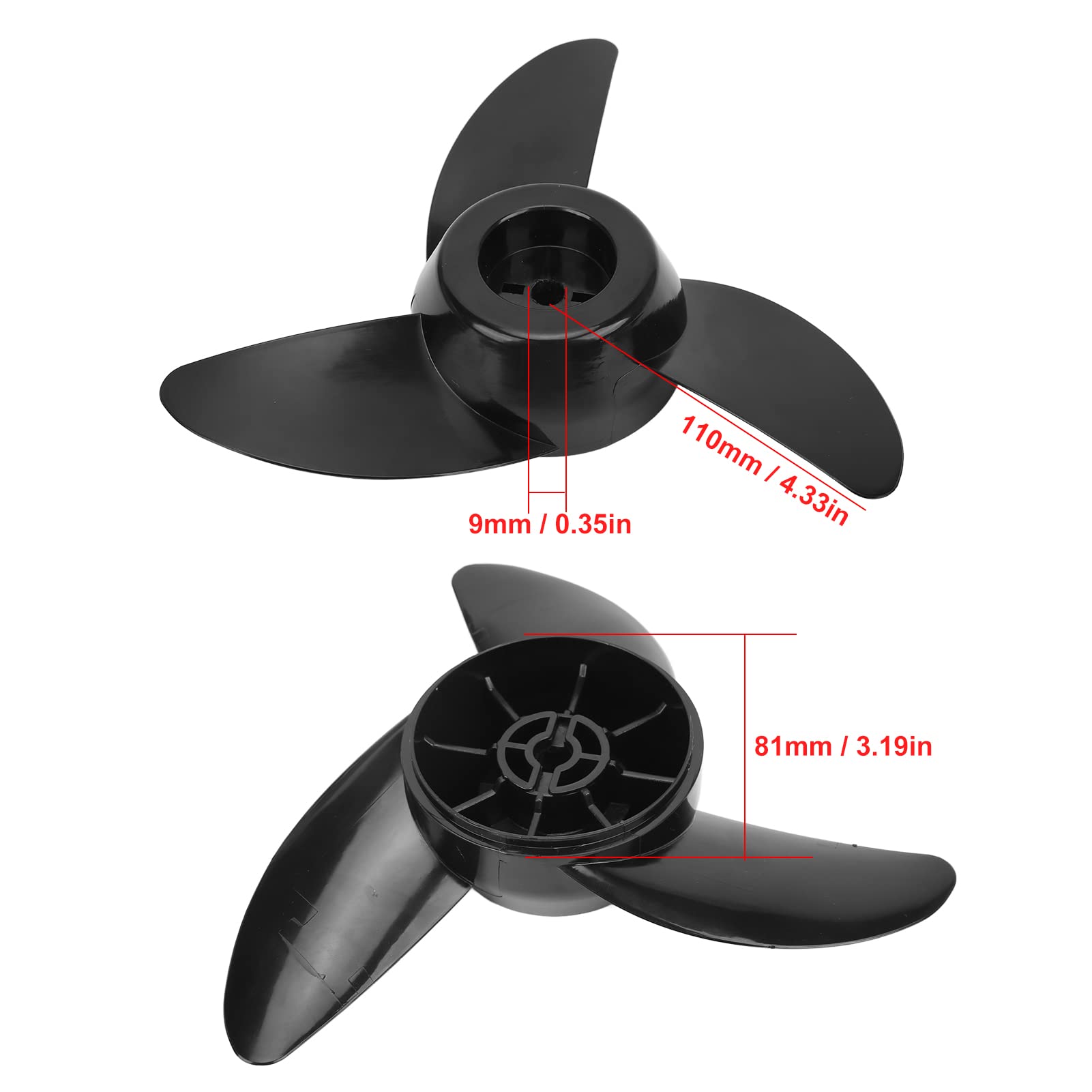 KIMISS Propellers Electric Outboard, Electric Outboard Propeller Kit 3 Blades for 28lb 36lb 46lb 12V 24V Trolling Motors Accessories