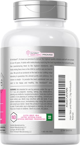 Horbäach Hair Skin and Nails Vitamins | 300 Softgels | with Biotin and Collagen | Infused with Argan Oil and Coconut Oil | Non-GMO, Gluten Free Supplement