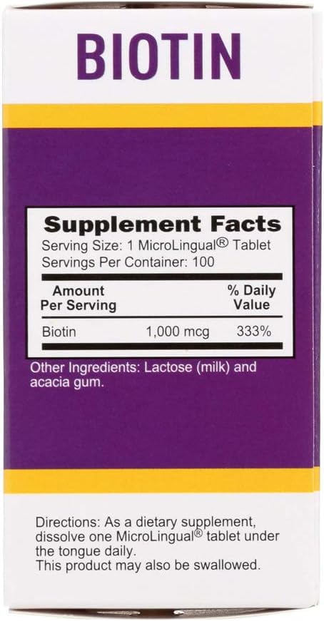 Superior Source Biotin 1000 mcg. Under The Tongue Quick Dissolve MicroLingual Tablets, 100 Count, Supports Healthy Hair, Skin, and Nail Growth, Helps Support Energy Metabolism, Non-GMO