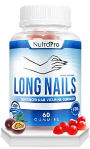 nutrapro nail growth vitamins for stronger nail - no more chipped nails.nail strengthener and growth supplement gummies – grow strong long nails with biotin and collagen gummies.