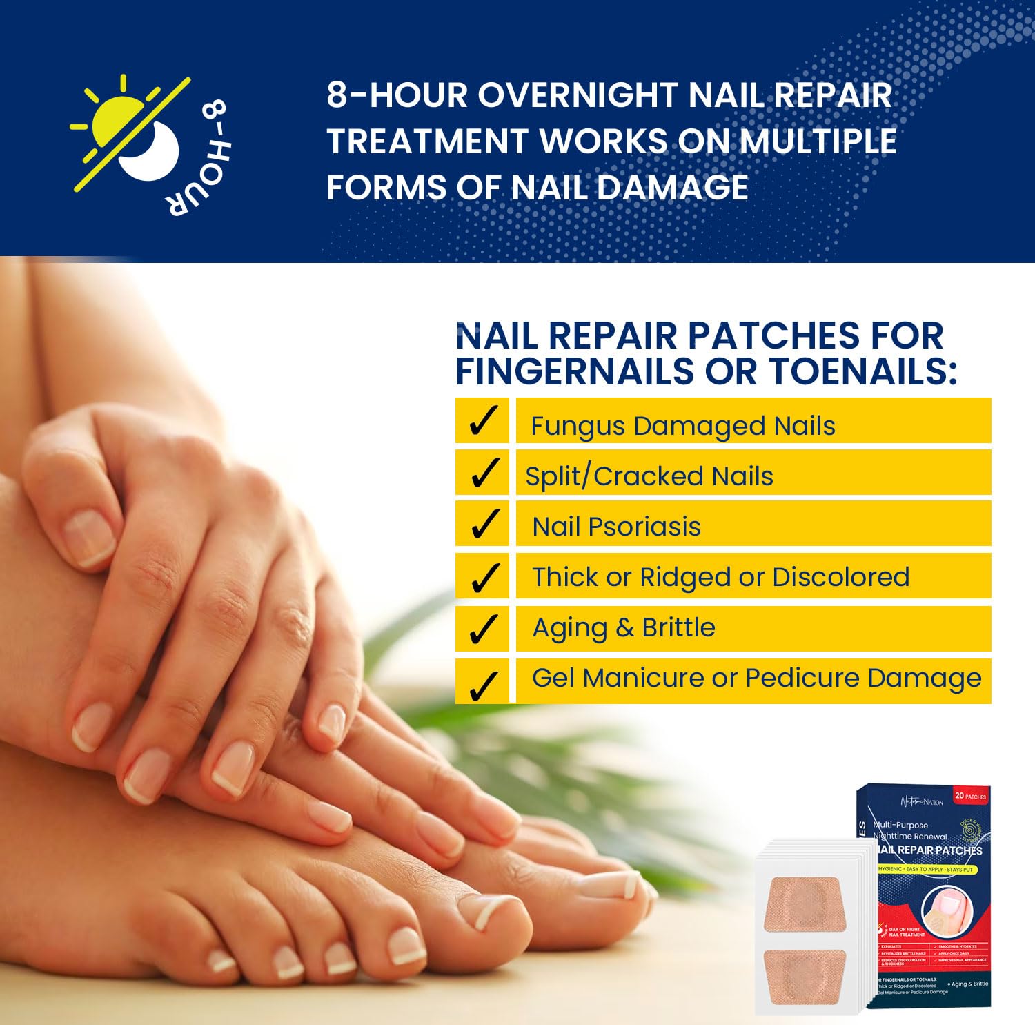 Multi-Purpose Fungus Nail Patches, Toenail Fungus Treatment, Nail Fungus Treatment for Toenail, Ingrown Toenail Treatment, Toe Nail Fungus Treatment Extra Strength, Nighttime Fungal Nail Patches