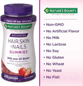 nature's bounty hair, skin & nails rapid gummies, argan-infused vitamin supplement with biotin , supports hair, skin, and nail health for women, 230 count