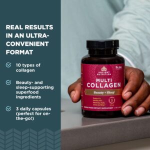 Ancient Nutrition Collagen Pills for Hair, Skin and Nails, Beauty + Sleep 90 Ct, Collagen Supplement + Magnesium, Supports Skin and Nails, Sleep, Paleo and Keto Friendly, Gluten Free