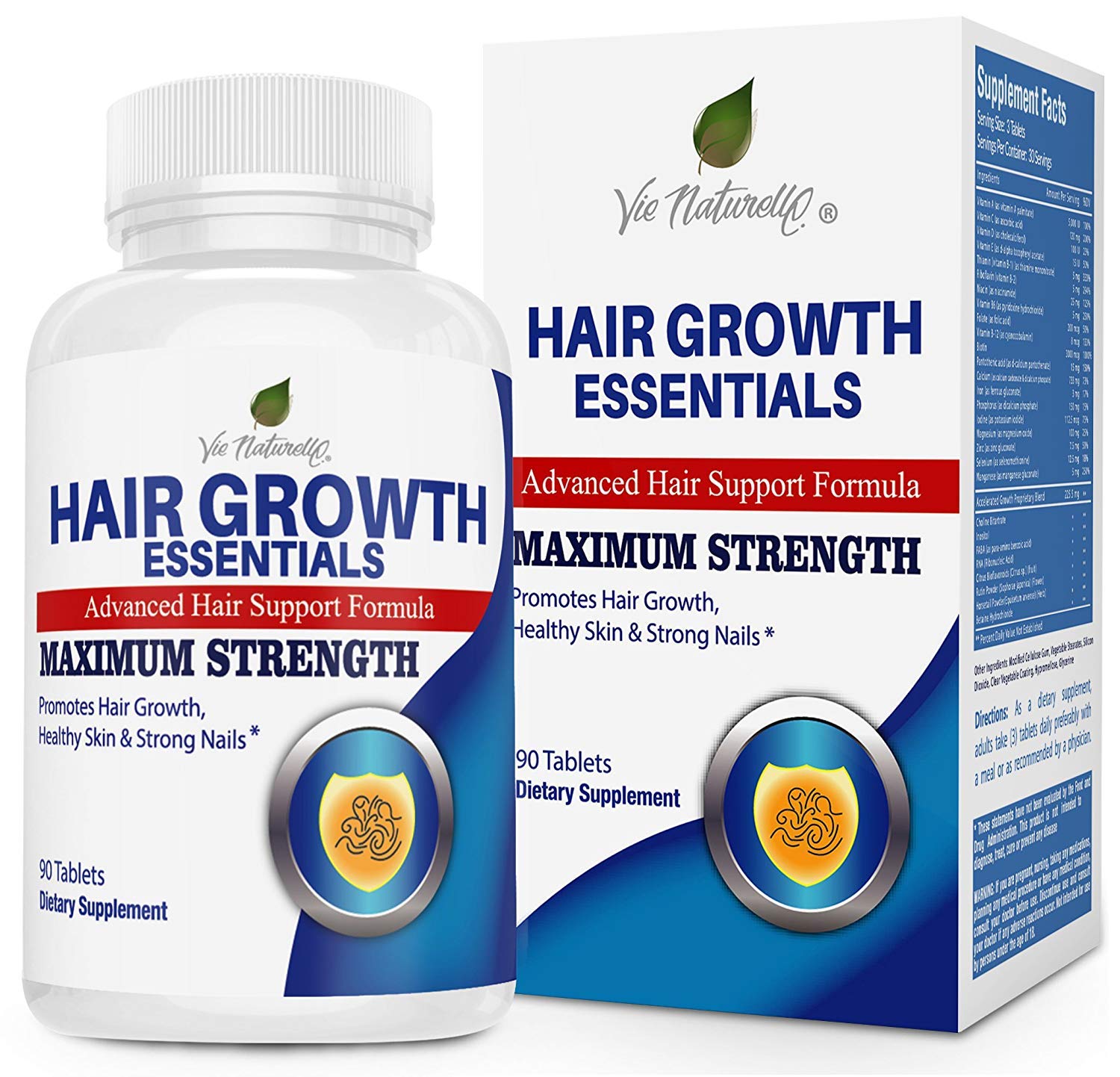 Vie Naturelle Hair Vitamins for Faster Hair Growth with 29 Vitamins for Women & Men - Hair Pills - Hair Vitamin Supplements for Hair Loss Treatments for Women & Men (90 Capsules)