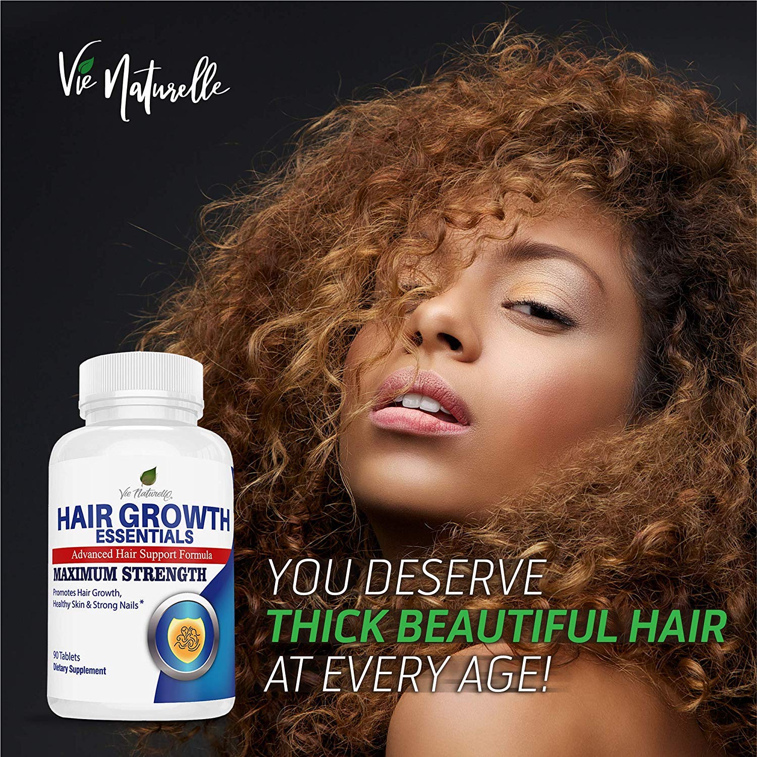 Vie Naturelle Hair Vitamins for Faster Hair Growth with 29 Vitamins for Women & Men - Hair Pills - Hair Vitamin Supplements for Hair Loss Treatments for Women & Men (90 Capsules)