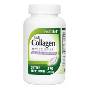 healtha2z® multi collagen pills | 1735 mg | 270 collagen capsules | types i, ii, iii, v & x | for healthy skin, hair, nails & joint support