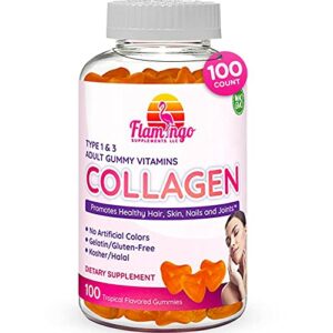 collagen gummies- natural marine collagen for women, and men- collagen supplements for skin joint, hair, nails- hydrolyzed type 2 & 1 3- replace pills and powders - no gelatin, kosher, halal- 100 ct.