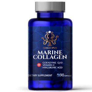 goldopus marine collagen capsules with hyaluronic acid, coenzyme q10, vitamin c - preserve beauty and youth - promote firm skin, strong nails&hair, healthy joints, 90 capsules, 1 month supply