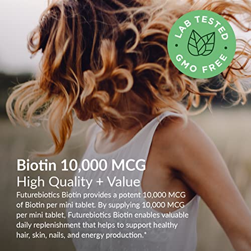 Futurebiotics Biotin 10,000 MCG High Potency Tablets Supports Healthy Hair, Skin & Nails & Energy Production, Non-GMO, 360 Vegetarian Tablets