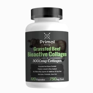 primal being grassfed beef cartilage collagen (type i-v & xi)- supports hair, skin, nails, joint health, immunity, digestion, post exercise recovery - 120 capsules, 3000 mg per serving