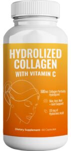 aura vitamin hydrolyzed collagen with vitamin c capsules 500mg great energy | skin, hair and nail support | hyaluronic acid pills - 60ct (1)