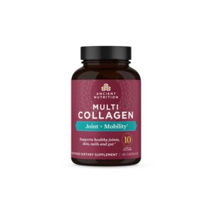 ancient nutrition collagen pills for joint support, multi collagen capsules 45 ct, joint + mobility, supports joints, skin & nails, exercise recovery, paleo and keto friendly, gluten free