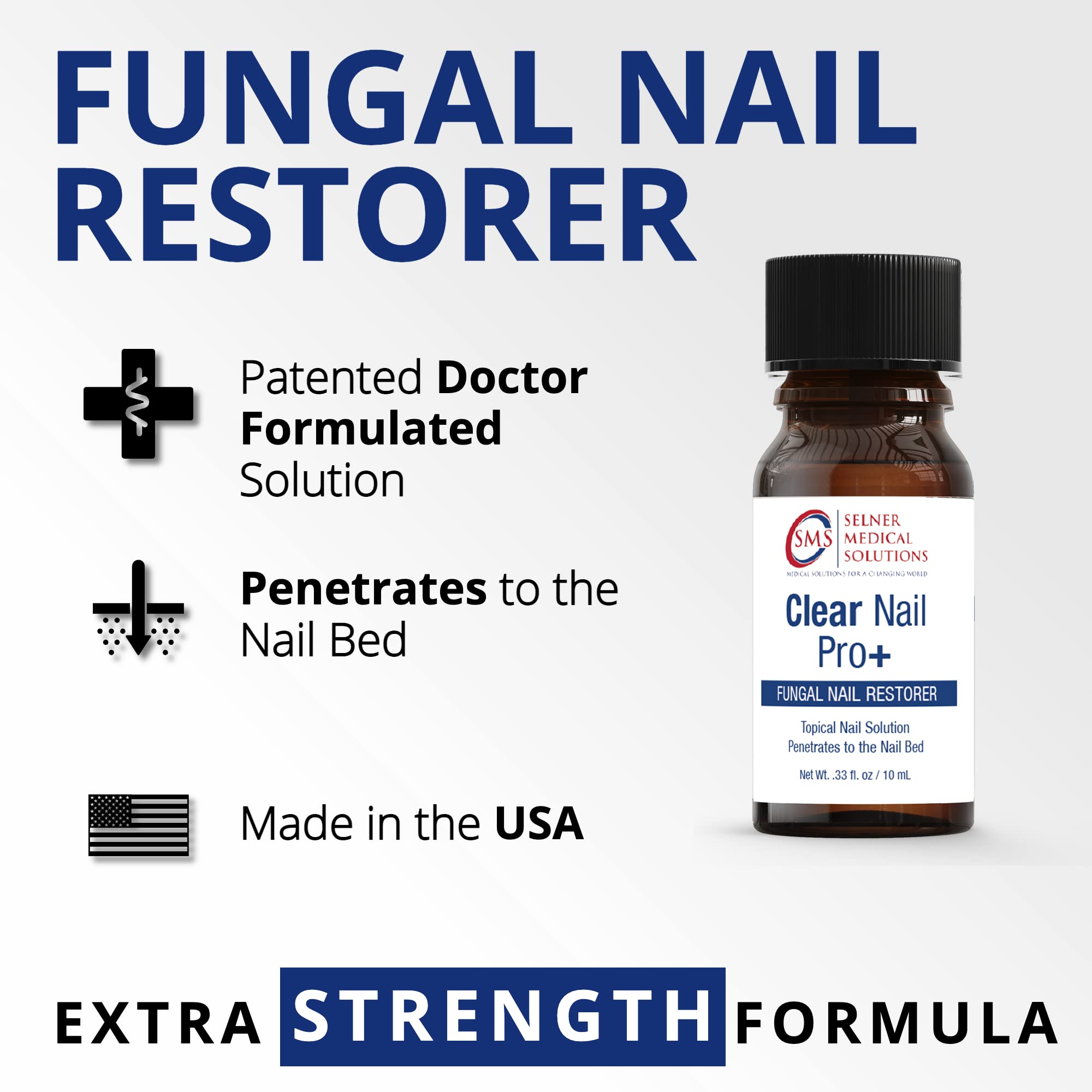 Clearnail Pro + Fungal Nail Restorer - Toenail Repair for Discolored, Thickened, Yellow & Fungal Finger Nails - Made in the USA - 0.33 FL Oz