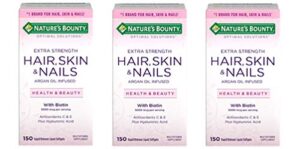 nature's bounty extra strength hair skin nails, 150count, pack of 3