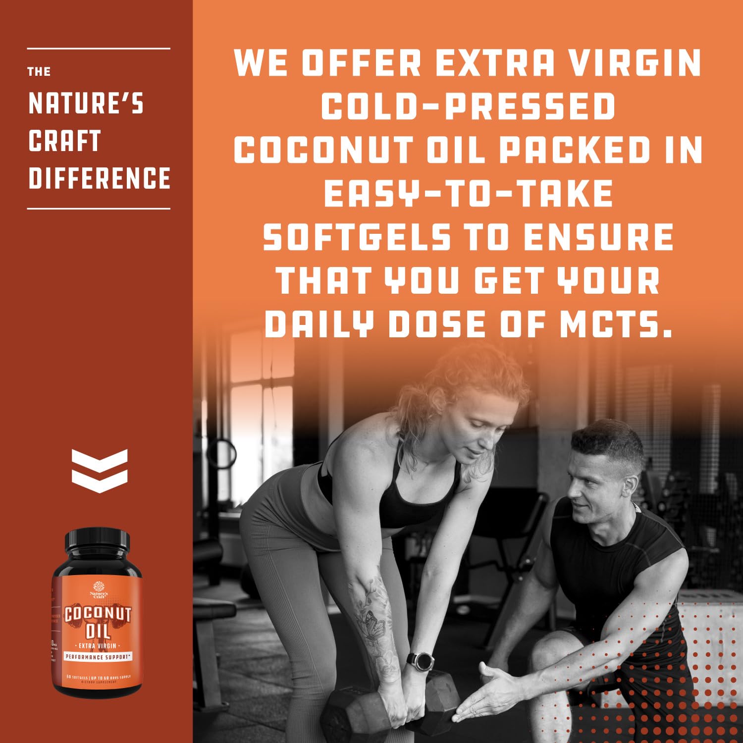 Pure Coconut Oil Softgels 1000mg - Extra Virgin Coconut Oil Supplement for Heart Health and Energy Booster with Caprylic Acid Hair Skin and Nails Vitamins - MCT Coconut Oil Pills Softgels