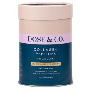 dose & co. pure collagen peptides for hair, skin & nails, unflavored - 10oz powder supplement