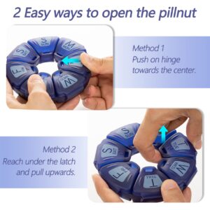 Pillnut7 (Navy Blue), 7 Day Pill Organizer, Unbreakable BPA Free Rubberized, Weekly Pill Dispenser for Daily Medicine, Vitamins & Supplements, Travel Friendly Pill Box