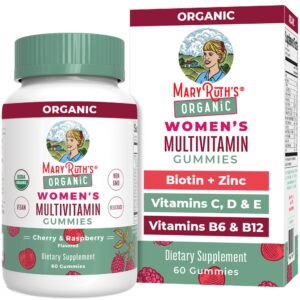 maryruth organics multivitamin for women | womens multivitamin gummy | vegan | usda organic | immune support gummy vitamins | hair and skin vitamins for women | vitamin d3 | selenium | 60 count