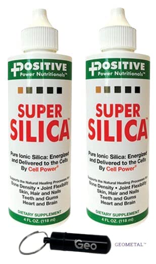 Super Silica Liquid Concentrate, 4 oz. Bottles (Pack of 2) Highest Absorption, Collagen Producing, Supports Healthy Bone Density, Joint Flexibility, Skin Hair and Nails and Pill Holder by GeoMetal™