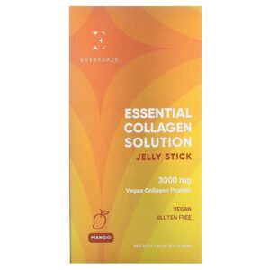 everydaze essential collagen solution jelly stick | vegan collagen peptide | mango | 10 packs | hair, skin, nails, beauty, bone, joint health | vitamins, minerals, antioxidants for men & women